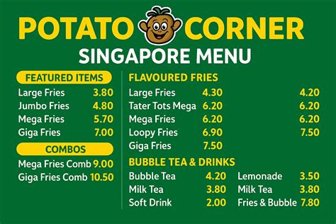 Potato Corner Menu Prices Singapore July 2026