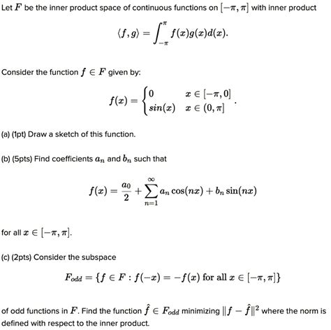 Solved Let F Be The Inner Product Space Of Continuous Functions On T W With Inner Product