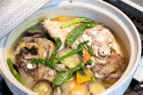 Fish Head Fish Head Stew In A Ceramic Pot Sinabawang Ulo Ng Isda