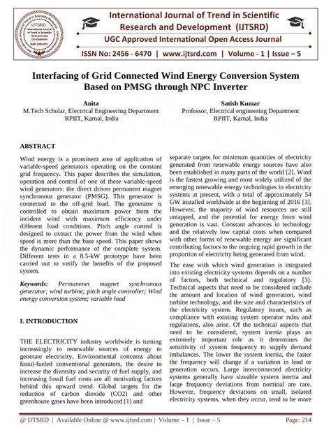 Pdf Interfacing Of Grid Connected Wind Energy Conversion System Based On Pmsg Through Npc