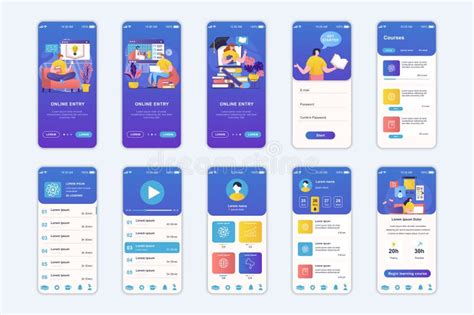 Education Concept Screens Set For Mobile App Template People Learning
