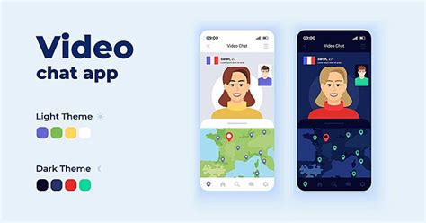 Set Of Vector Templates For A Cartoon Smartphone Interface For Video Chat Application Vector