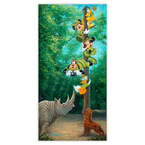 mickey mouse and friends rhino chase signed giclée by tim rogerson limited edition