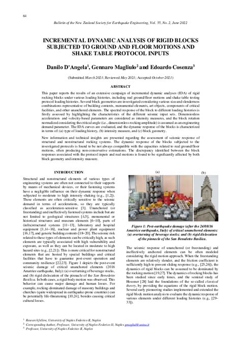 Pdf Incremental Dynamic Analysis Of Rigid Blocks Subjected To Ground And Floor Motions And