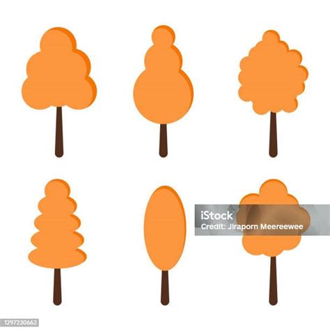 녹색 나무 비옥한 흰색 배경에 다양한 형태 다양한 나무 세트의 세트 정원과 가정 디자인을 장식하기위한 나무벡터 일러스트와 아이콘 계절에 대한 스톡 벡터 아트 및 기타 이미지