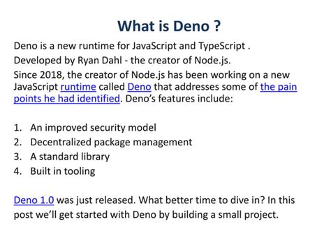 introduction of deno 1 pptx web development internet