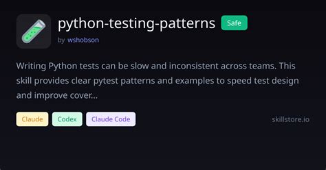 Python Testing Patterns Build Reliable Python Tests Fast Skillstore