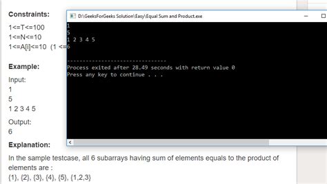 geeksforgeeks solution for equal sum and product