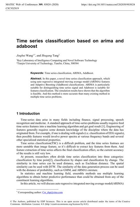 Pdf Time Series Classification Based On Arima And Adaboost