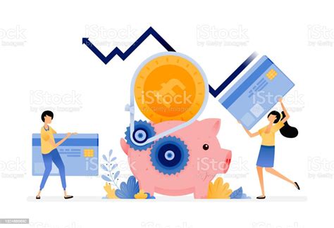 저축 대출 부채 및 소비를 위한 경제 및 은행 시스템의 벡터 설계 신용 카드 대출의 증가 일러스트는 웹 사이트 포스터 배너 모바일 앱 웹 소셜 미디어를 위한 일러스트레이션이