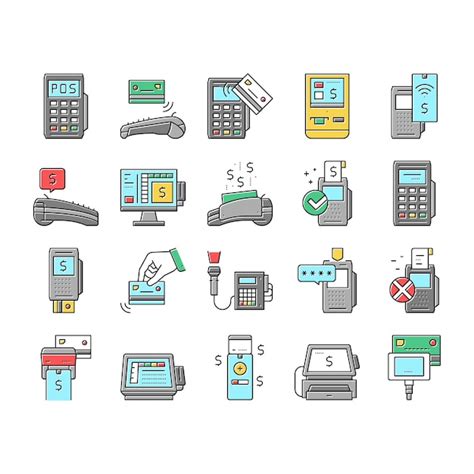 Premium Vector Pos Terminal Device Collection Icons Set Vector
