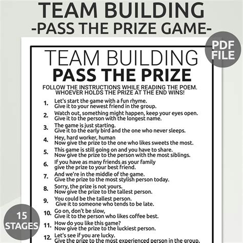 Team Building Games Team Building Pass The Prize Game Office Team
