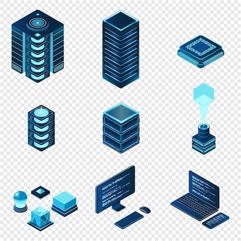 Premium Vector Set Of Isometric Computer Technology Isometric Set Server Equipment Technology
