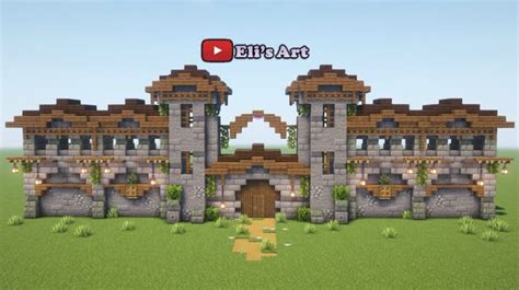 How To Build A Medieval Big Stone Wall With A Gate Minecraft Tutorial In 2024 Minecraft Wall
