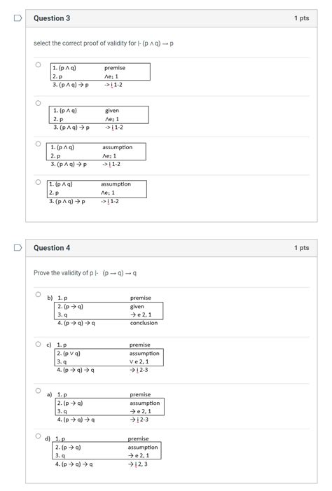 Solved Select The Correct Proof Of Validity For Pq P Chegg