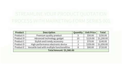 Streamline Your Product Quotation Process With Marketing Form Series Excel Template Free