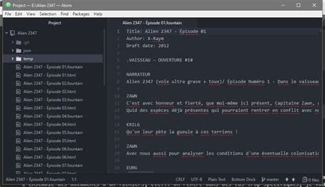 Screenwritng In Fountain Format Using And Customizing Atom Editor