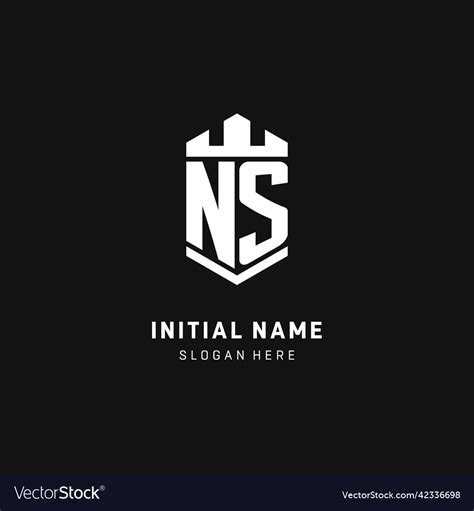 Ns Monogram Logo Initial With Crown And Shield Vector Image