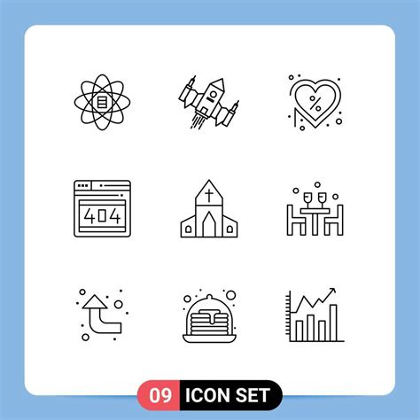 Set Of 9 Vector Outlines On Grid For Error Web Alien Seo Label Editable Vector Design Elements