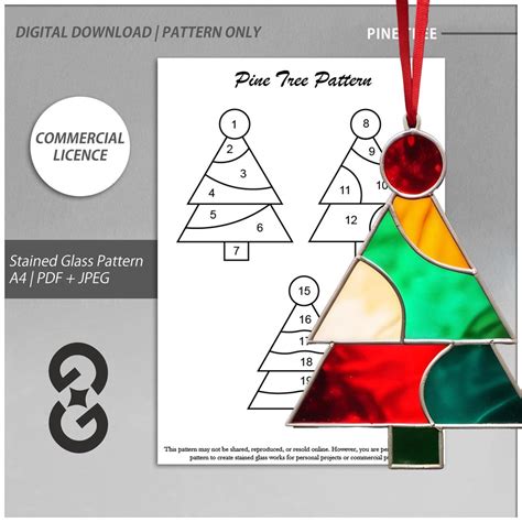 Christmas Tree Stained Glass Patterns 3 Unique Designs Digital