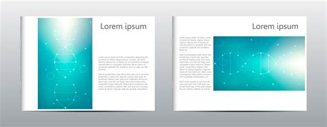 사각형 브로셔 템플릿 레이아웃 커버 연례 보고서 잡지 분자 Dna 구조와 A4 크기에 기하학적 추상 배경입니다 벡터 일러스트