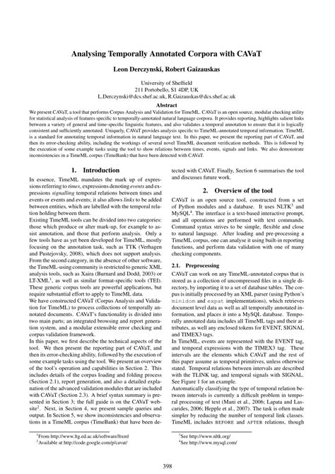 Pdf Analysing Temporally Annotated Corpora With Cavat