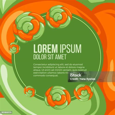 동그라미와 밝은 배경에 사탕과 캐 러 멜 과자 벡터 엽서와 배너 개념 광장 0명에 대한 스톡 벡터 아트 및 기타 이미지 0명 가지 식물 부위 공휴일 Istock