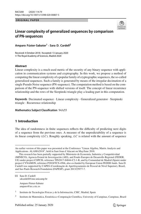 Pdf Linear Complexity Of Generalized Sequences By Comparison Of Pn Sequences