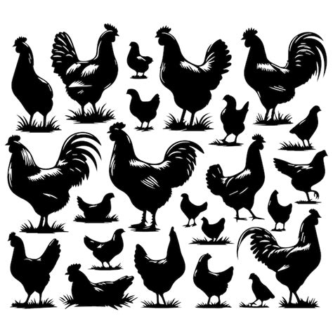 Силуэты Черный вектор и белый фон Премиум Ai сгенерированный вектор