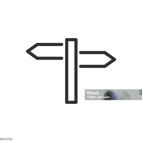 푯 말 선형 아이콘입니다 편집 가능한 스트로크가 있는 선 거리에 대한 스톡 벡터 아트 및 기타 이미지 거리 검은색 공란 Istock