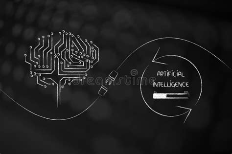 Artificial Intelligence And Deep Learning Microchip Brain Next To Plug And Progress Bar Not