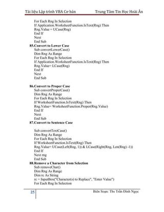 Lập Trình VBA For Excel Tại Biên Hòa PDF Programming Languages Computing