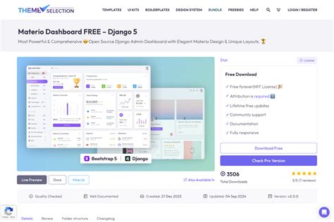 materio bootstrap html django admin template free