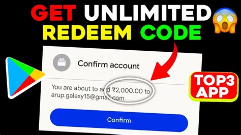 Top 3 Apps 2000 Free Redeem Code Google Play Redeem Code Earning App Free Redeem Code App