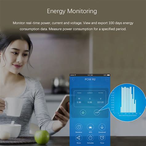 Sonoff Pow R2 15A 3500W Wifi Smart Switch Higher Accuracy Power Consumption Measure Monitor