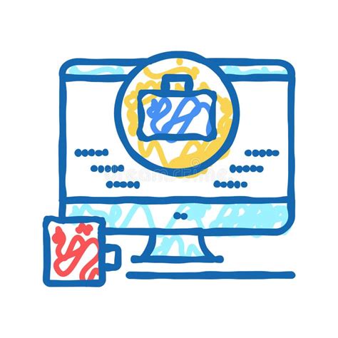 Remote Work Computer Screen Icon Doodle Illustration Stock Illustration Illustration Of Symbol