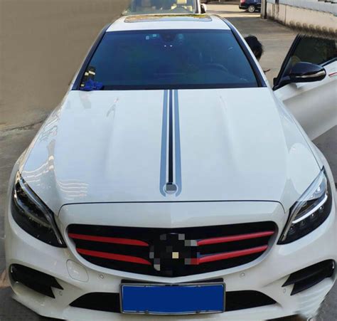 Hood And Rear Racing Stripe Car Sticker Kit For Mercedes Benz Bonnet