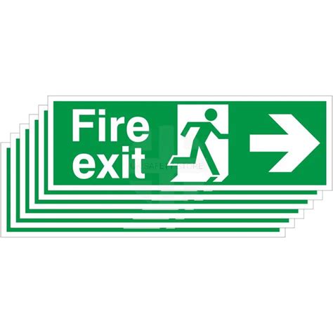 6 Pack Fire Exit Arrow Right Signs UK Safety Store