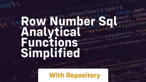 Row Number Sql Analytical Functions Simplified Youtube