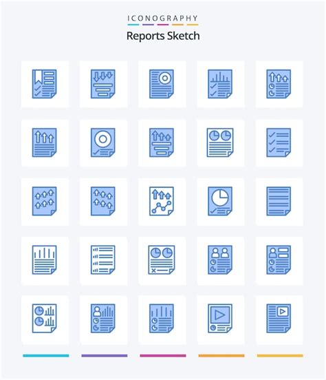 Free Vector Creative Reports Sketch 25 Blue Icon Pack Such As Page