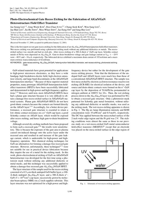 Pdf Photo Electrochemical Gate Recess Etching For The Fabrication Of Algangan Heterostructure