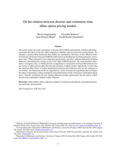 Pdf On The Relation Between Discrete And Continuous Time Affine