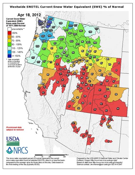 Map Of Snowpack Levels In The West