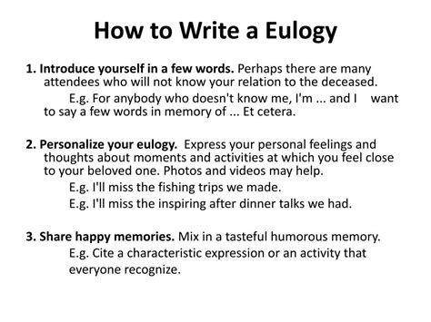 PPT What Is A Eulogy PowerPoint Presentation Free Download ID