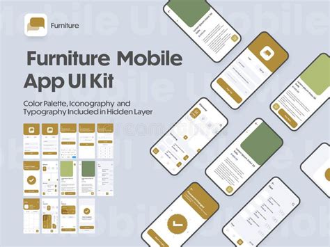 Furniture Mobile App Ui Kit With Multiple Screens As Log In Create Account Profile Order