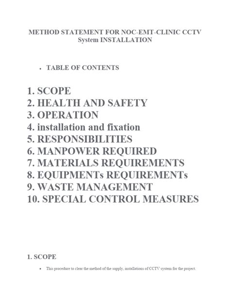 method statement for noc pdf electrical wiring closed circuit