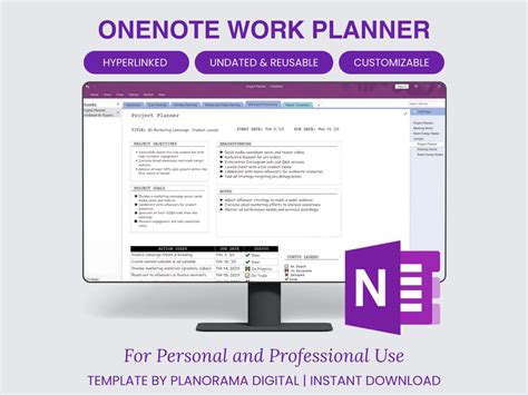 Professional Onenote Planner Hyperlinked Onenote Template For Work To Do List Onenote Undated