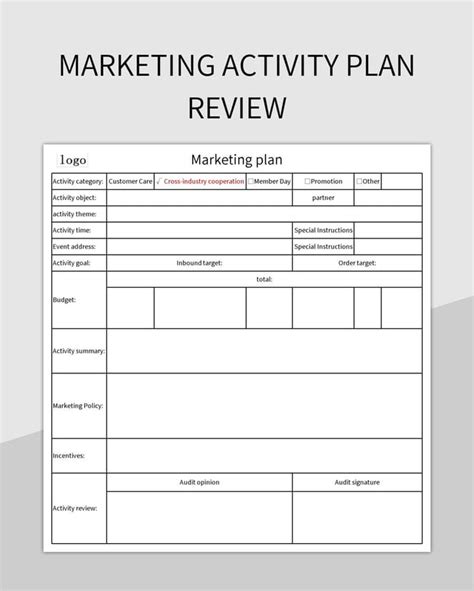 Free Activity Plan Templates For Google Sheets And Microsoft Excel Slidesdocs