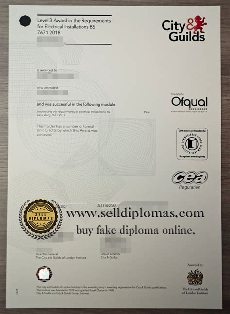 Sell Fake City Guilds Certificate Diploma Online