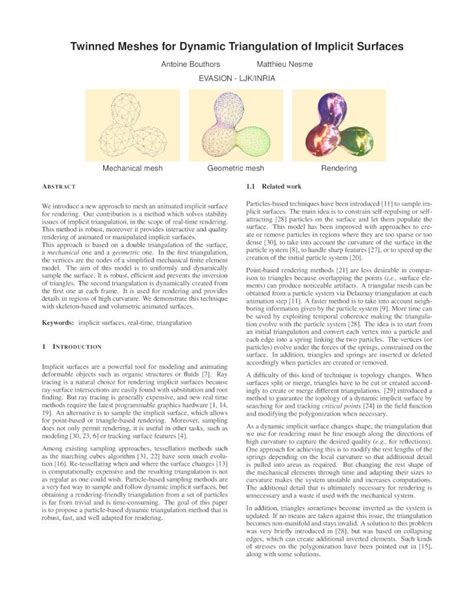 Pdf Twinned Meshes For Dynamic Triangulation Of Implicit Surfaces · As Regular As One Could
